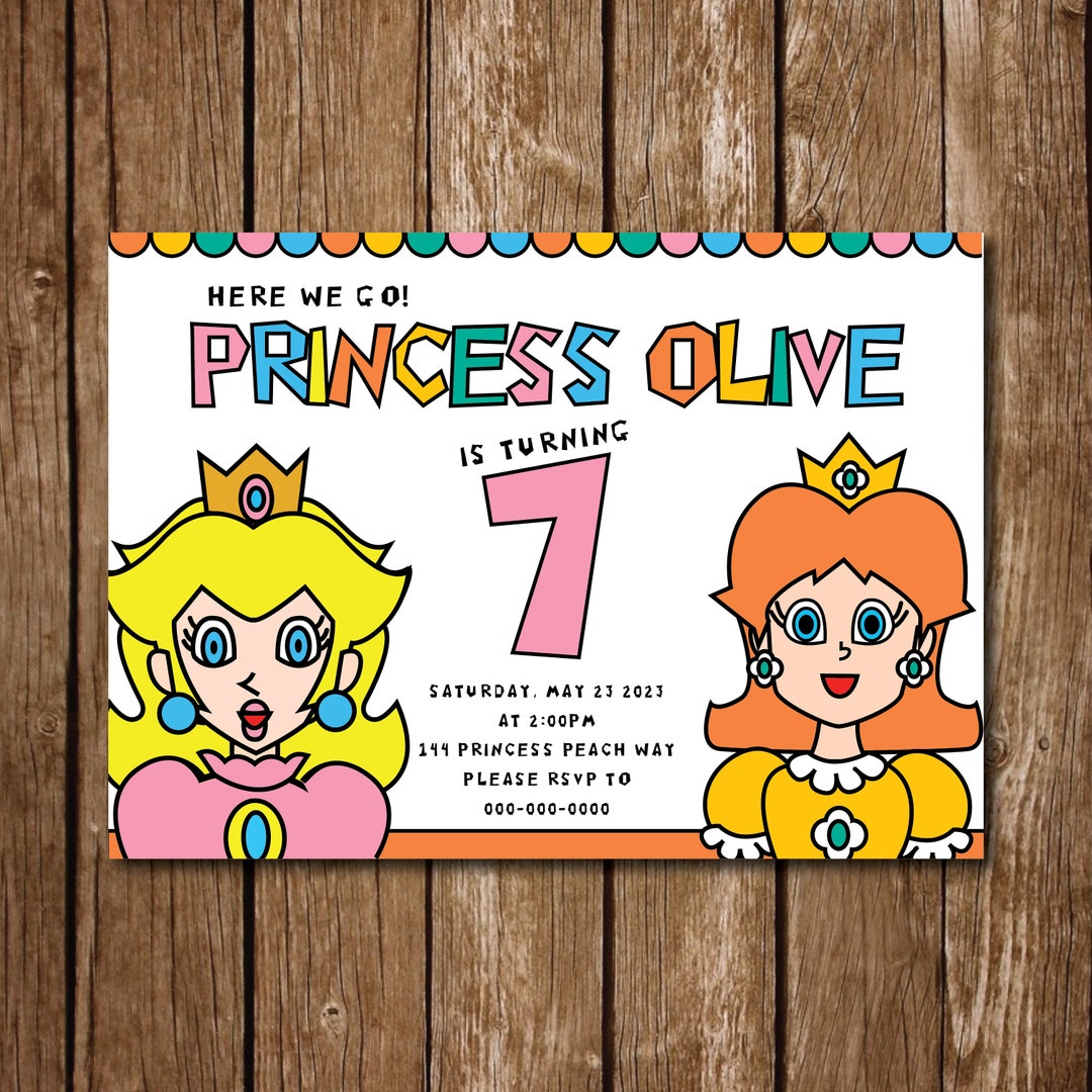 PRINCESS Mario Party Birthday Invite || Peach and Daisy || Super Mario ...