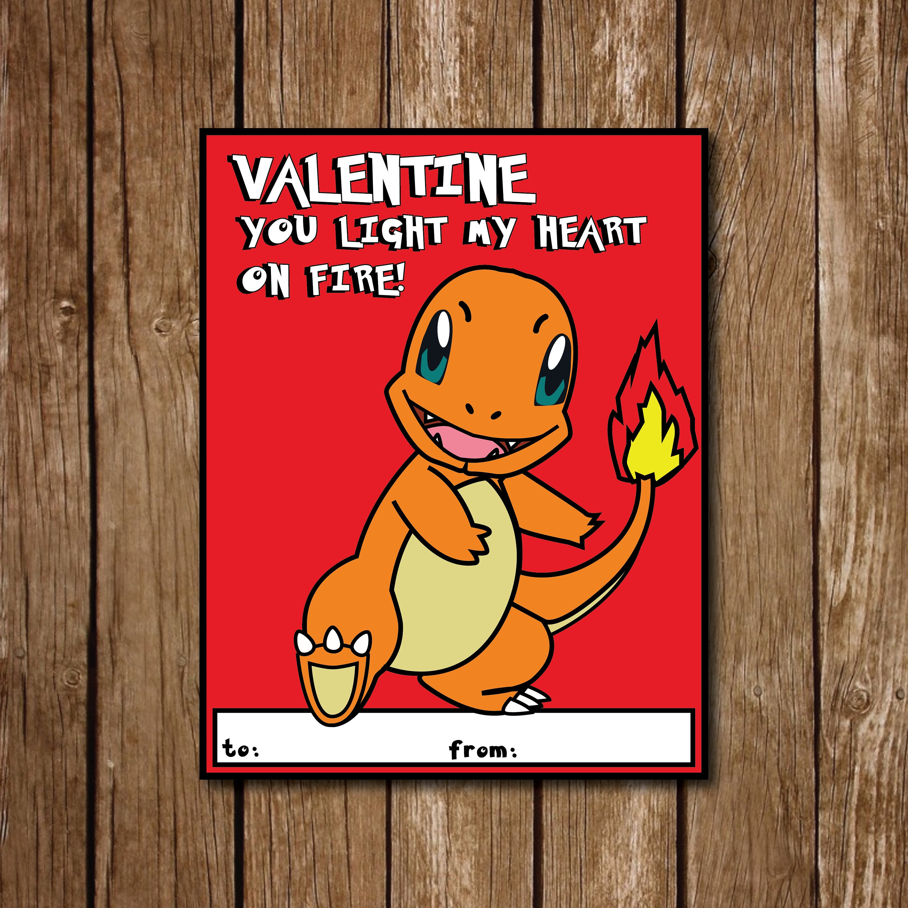 POKEMON Valentine's Day Cards Pikachu Charzard - Etsy