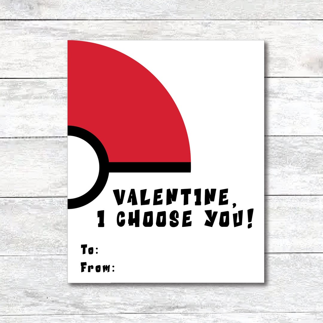 Pokeball Valentine Card Pokemon Gotta Catch 'em All Pikachu Pokeball ...