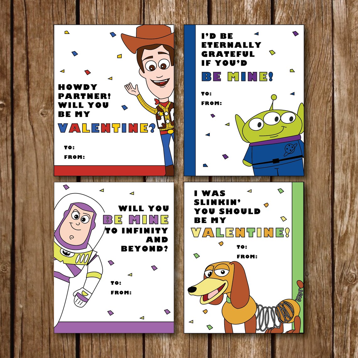 Toy Story Valentine's Cards Toy Story Woody Buzz - Etsy