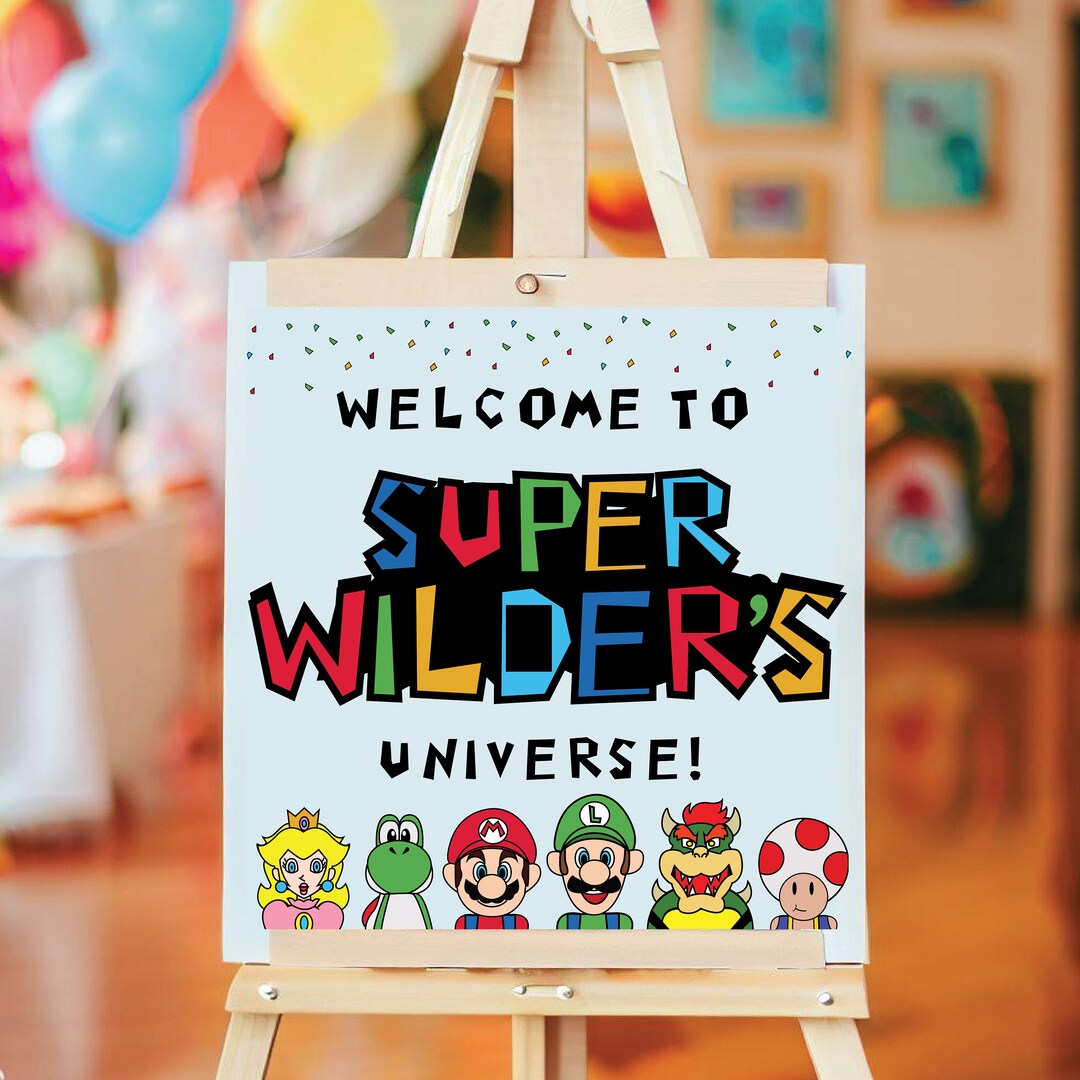 Mario Party Birthday WELCOME SIGN Digital File || Mario, Luigi, Peach ...