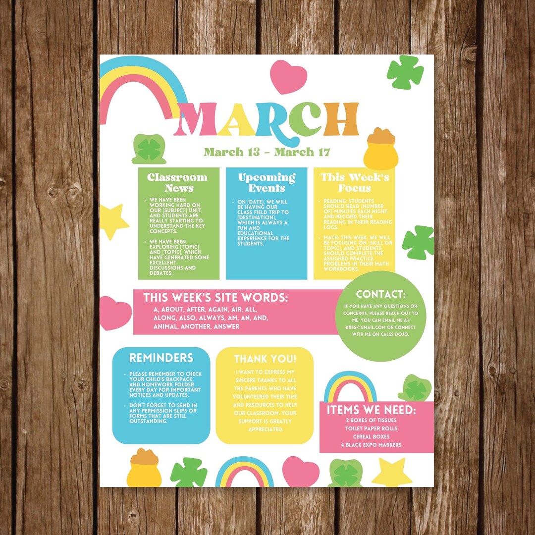 Editable March Newsletter || Editable Newsletter in CANVA || Edit Text ...