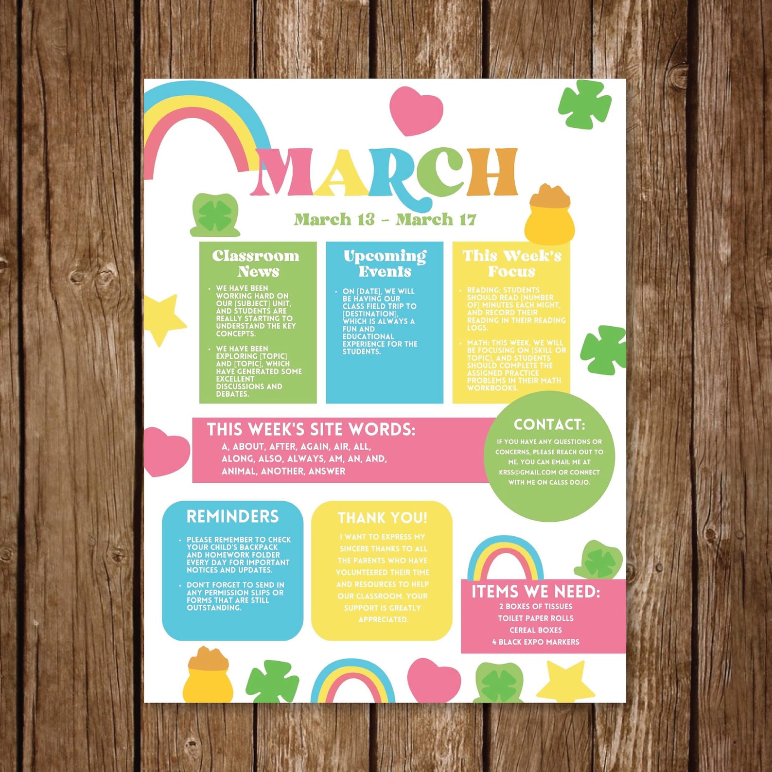 Editable March Newsletter || Editable Newsletter in CANVA || Edit Text ...