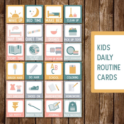 Kids Daily Routine Cards Homeschool Routines - Etsy