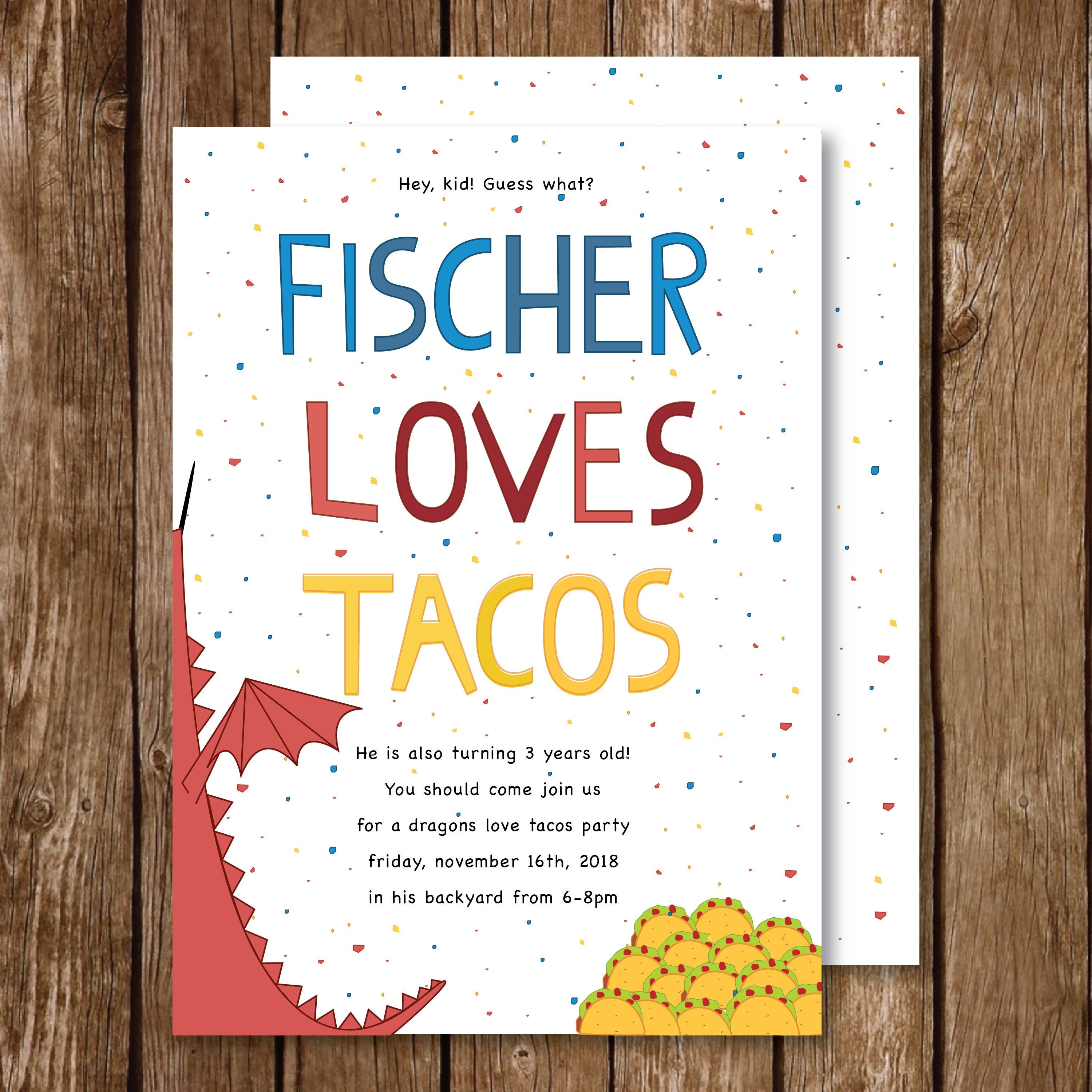 DRAGONS LOVE TACOS Party Taco Party Birthday Fiesta | Etsy