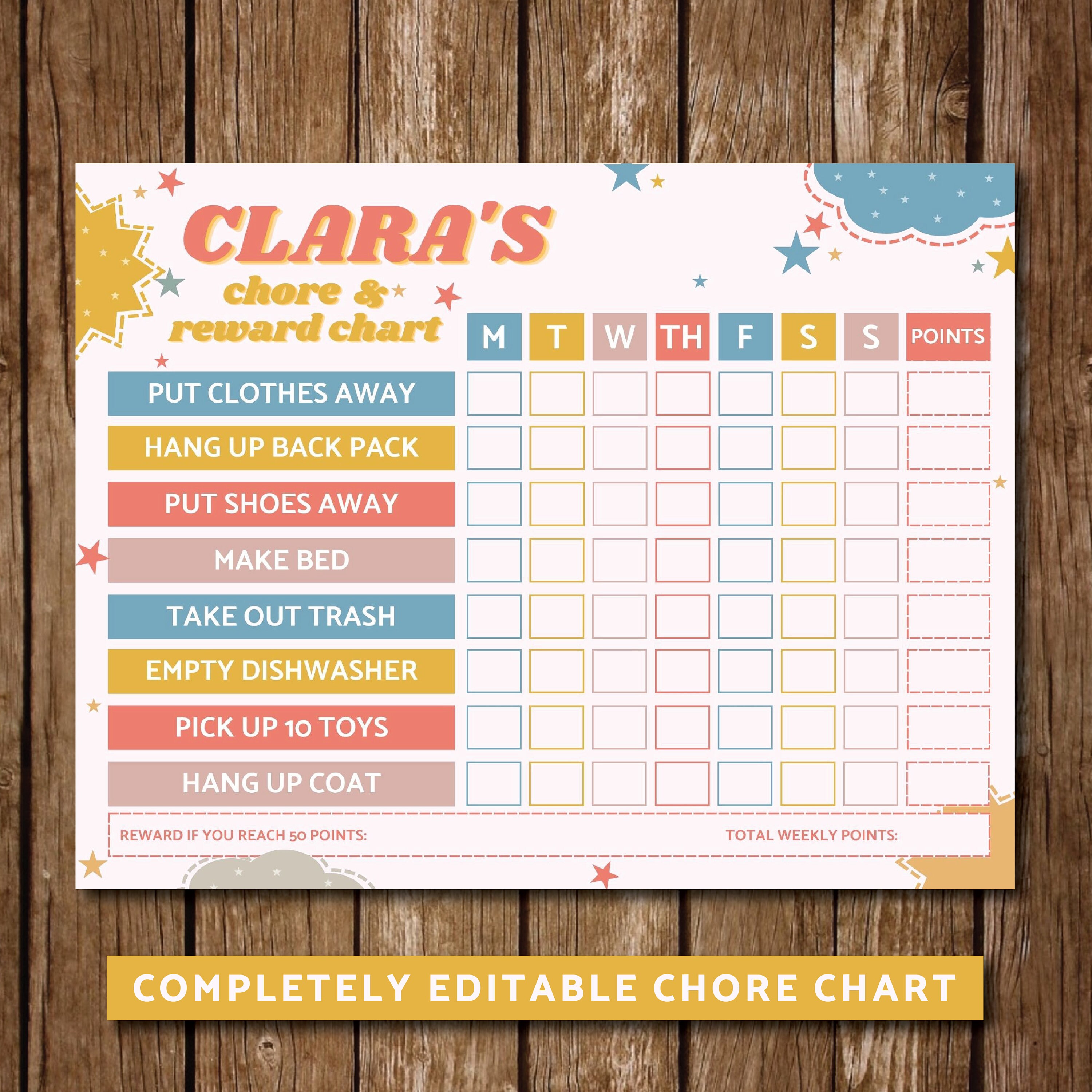 CHORE & REWARD CHART || Canva Template || Completely Editable || Family ...
