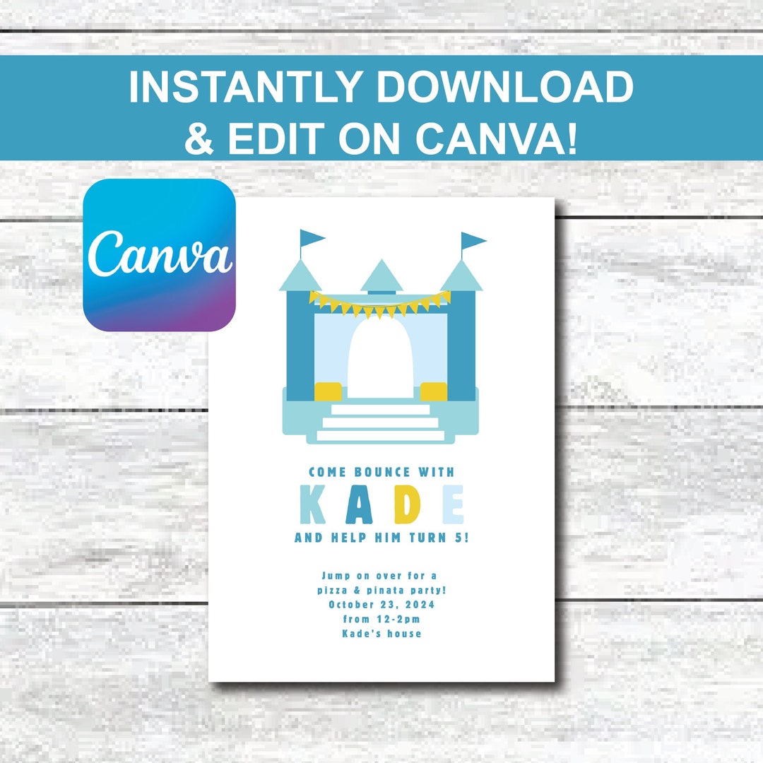 Bounce House Invite || CANVA Invite || Jump House || Bouncy House ...