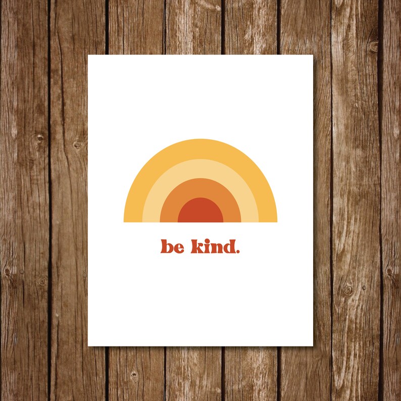 Be Kind Rainbow Kindness Art Print Digital | Etsy