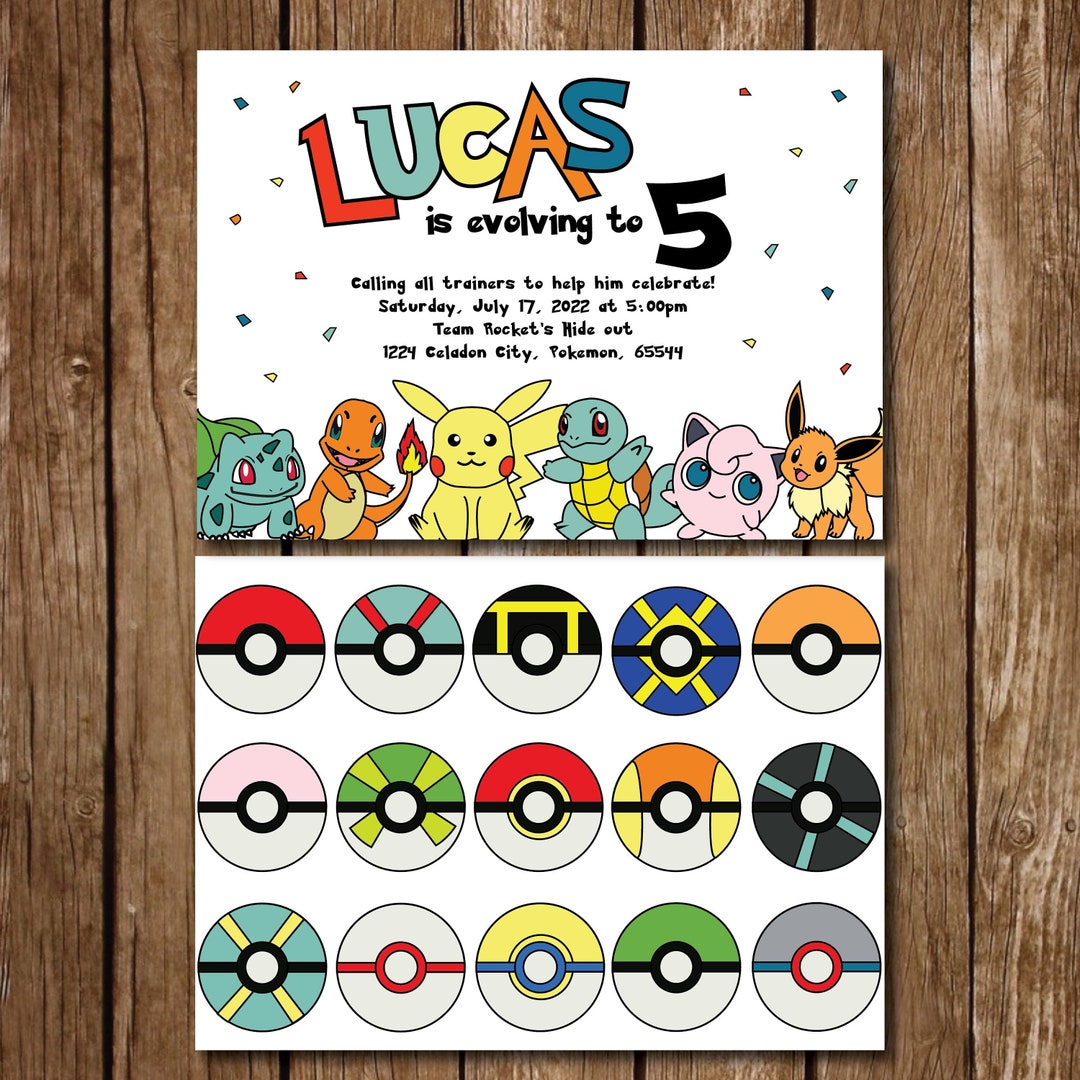 Digital Pokemon Invite + Files || Pokemon Party || Pikachu Party || I ...