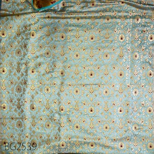Ice Blue Brocade Fabric by the Yard Indian Wedding Dresses Varanasi ...