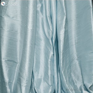 Powder Blue Pure Dupioni Fabric Shantung Raw Silk by the Yard Indian ...