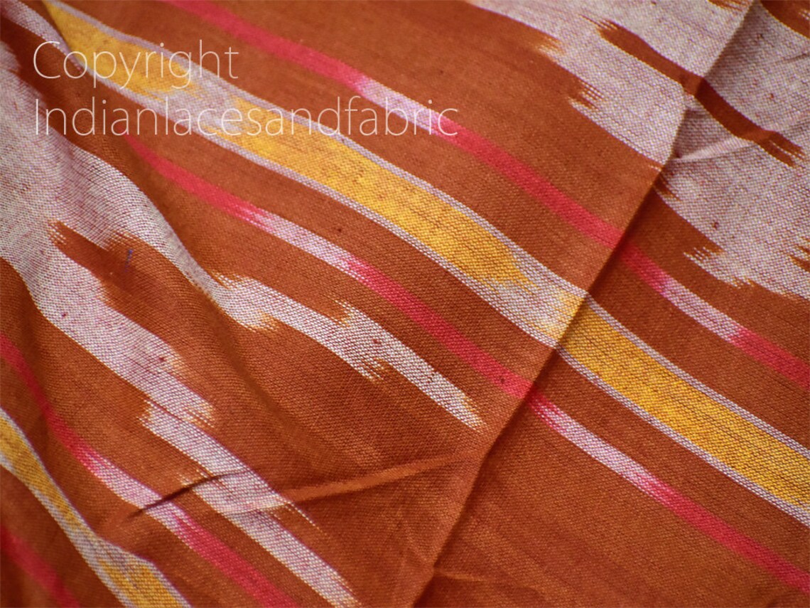 Brown Ikat Cotton Fabric by the Yard Indian Handloom Handwoven - Etsy