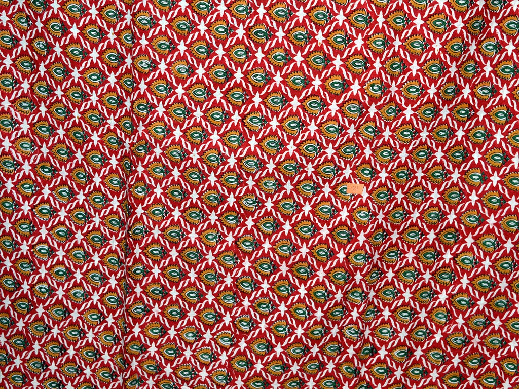 Red Indian Hand Block Print Soft Cotton Fabric Sold by Yard - Etsy