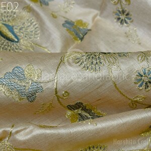 Pure Tussar Silk Embroidered Fabric by the Yard Indian Embroidery Raw ...