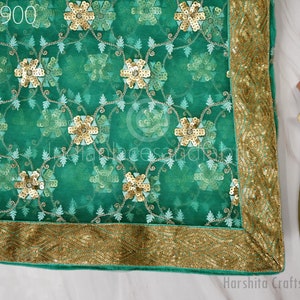 Green Net Women Party Wear Dupatta Embroidered Indian Ethnic Wrap ...