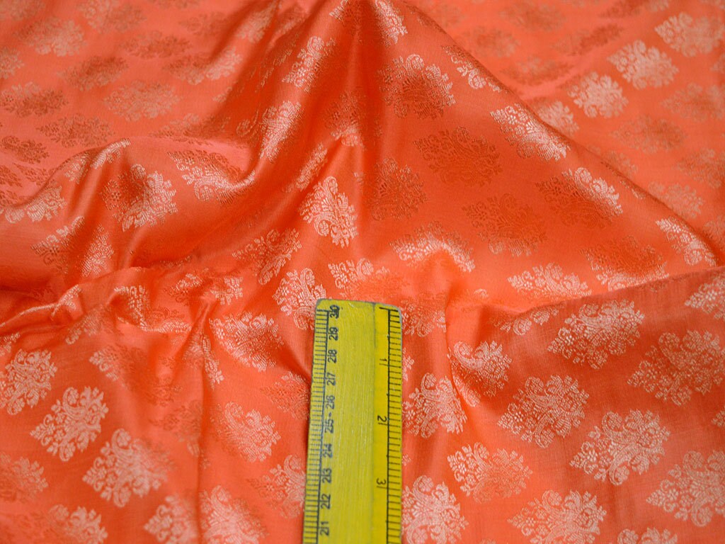 Sewing Crafting Orange Jacquard Brocade Fabric by the Yard - Etsy