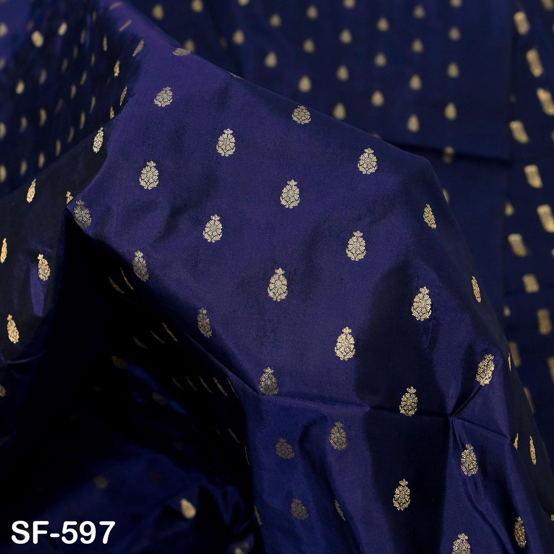 70gsm Pure Mysore Silk Fabric by The Yard Brocade Zari Indian Wedding ...