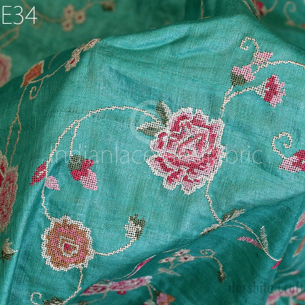 Embroidered Silk Fabric - Etsy