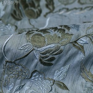 Grey Embroidered Fabric by the Yard Sewing DIY Crafting Indian ...