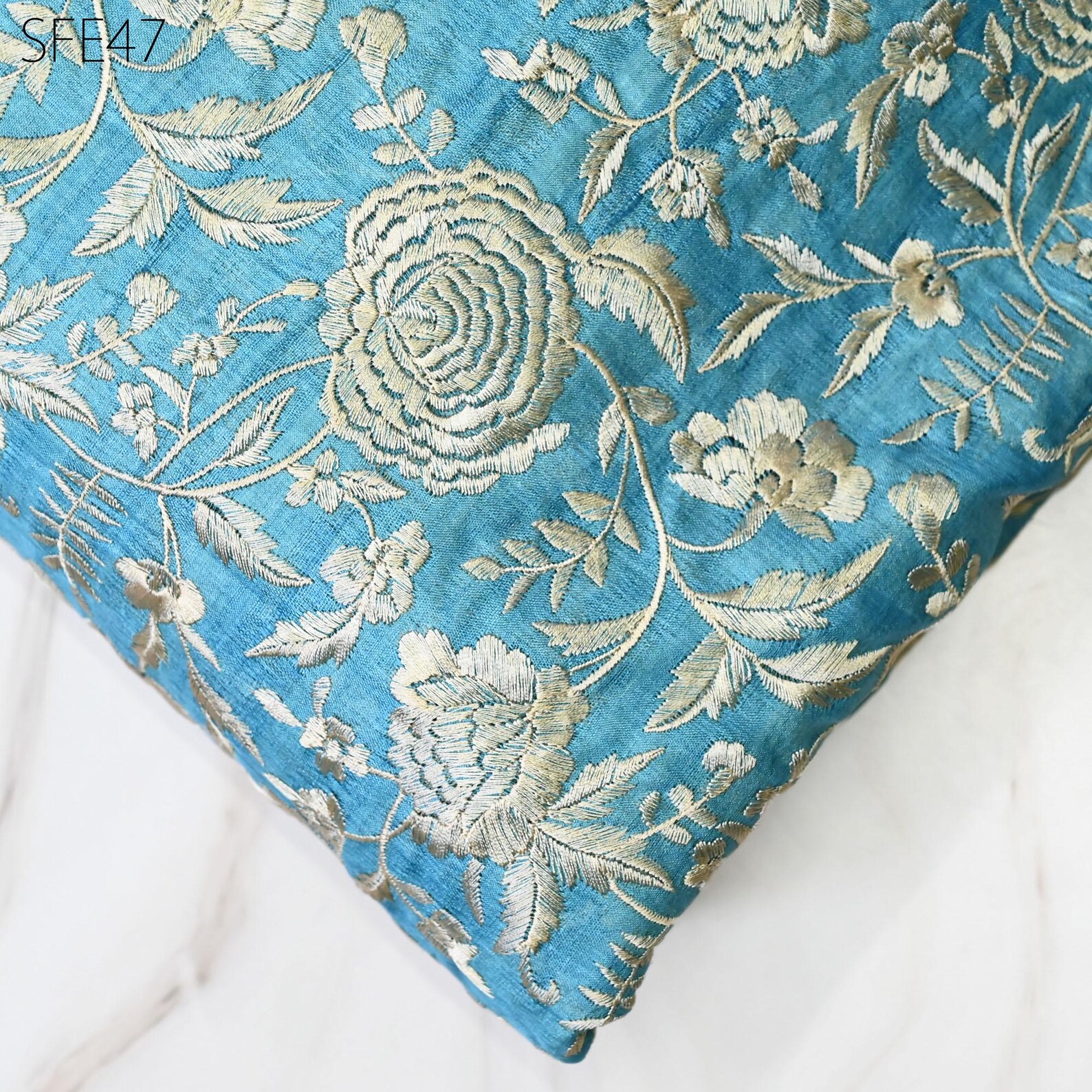 Pure Tussar Silk Embroidered Fabric by the Yard Indian Embroidery Raw ...