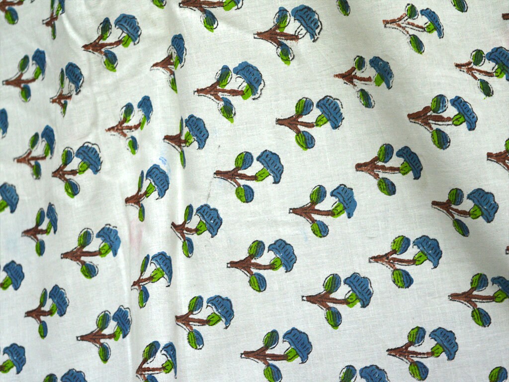 Hand Printed Fabric Block Print Cotton Fabric by the Yard Soft - Etsy