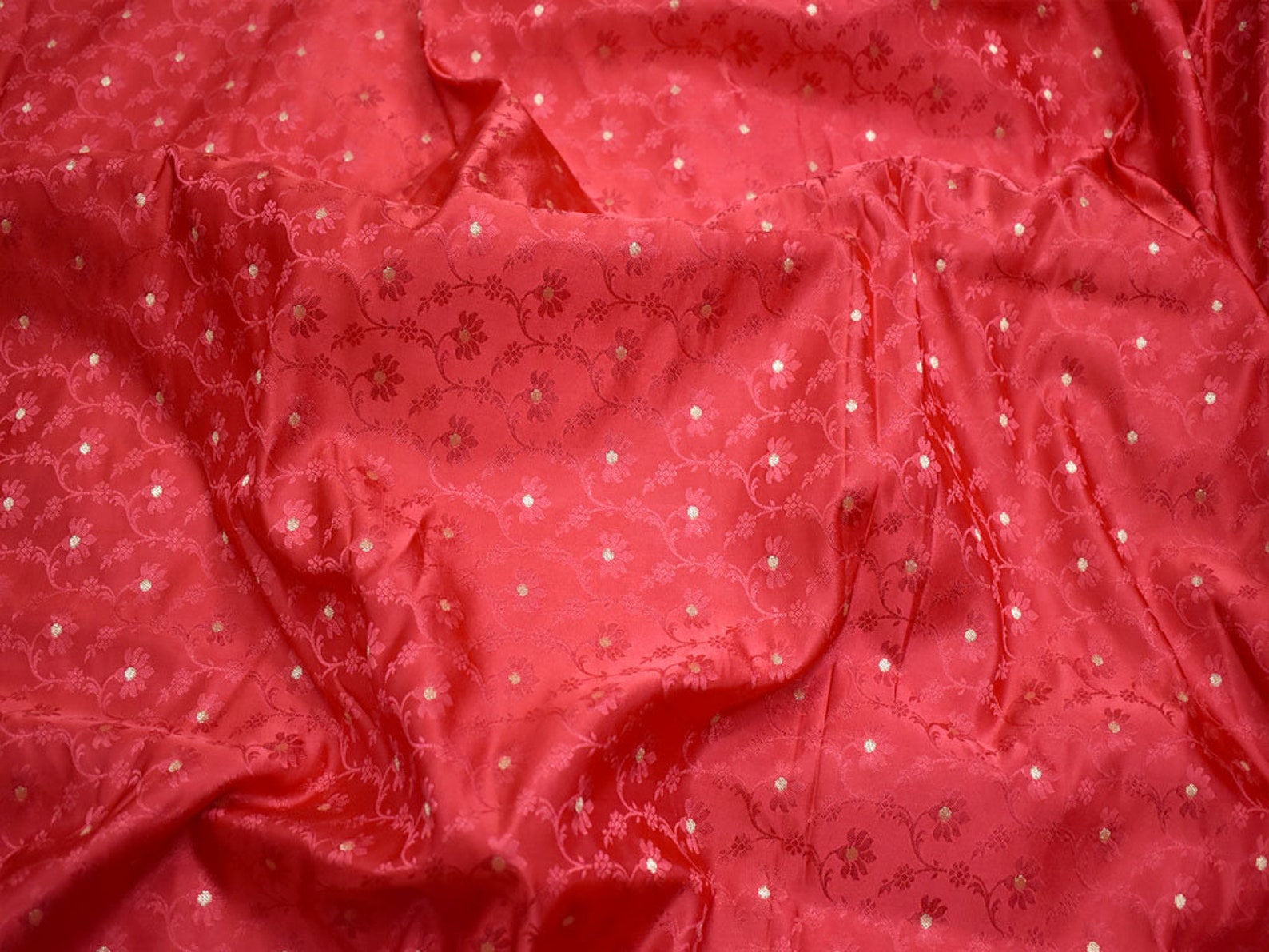 Coral Red Jacquard Fabric Wedding Dress Brocade by the Yard - Etsy