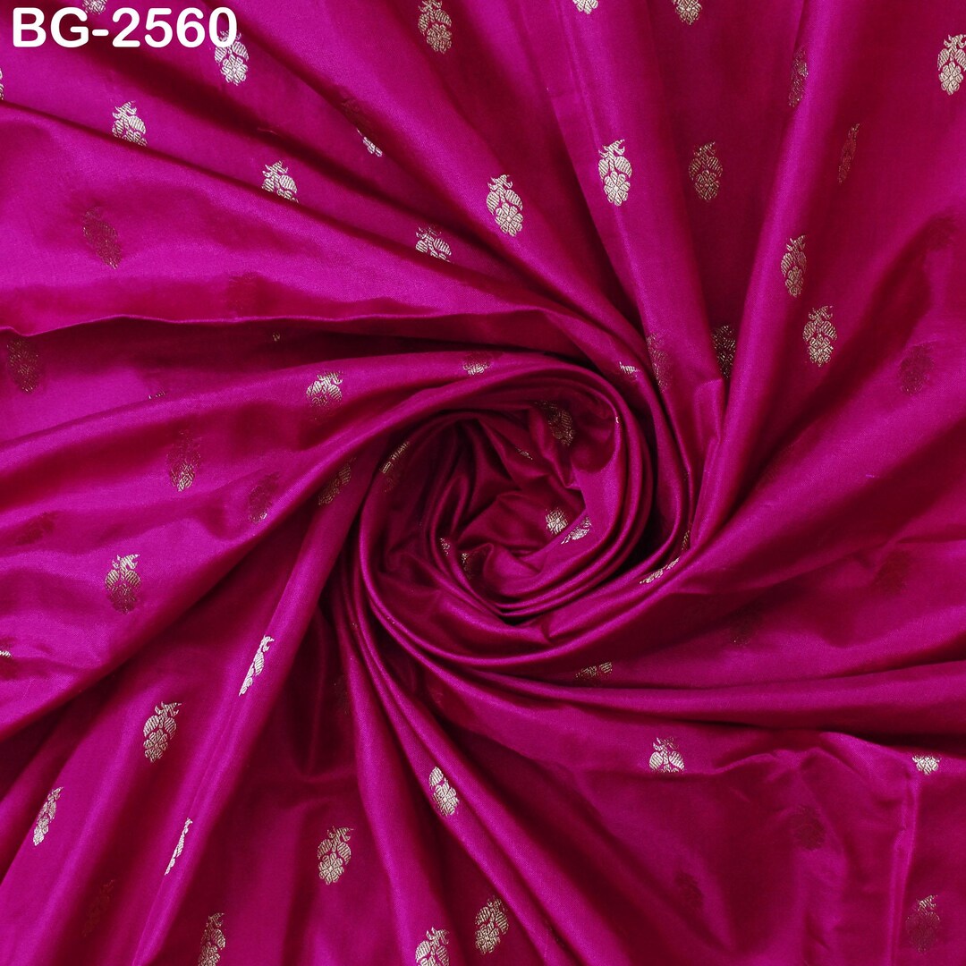 70gsm Pure Mysore Silk Fabric by the Yard Brocade Zari Indian Wedding ...