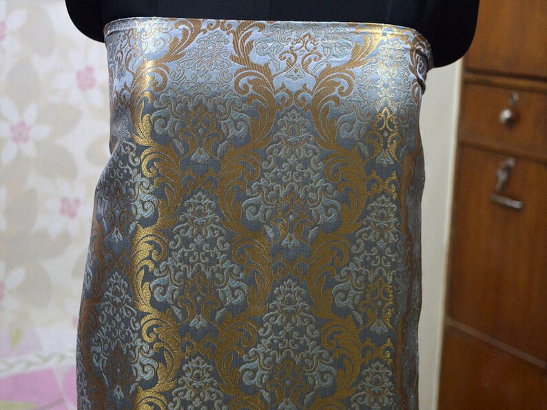 Grey Brocade Fabric Banarasi Brocade Fabric by the Yard | Etsy