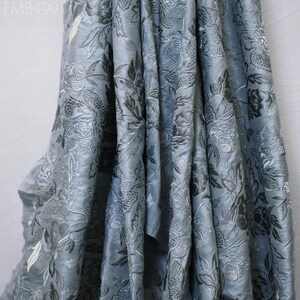 Grey Embroidered Fabric by the Yard Sewing DIY Crafting Indian ...