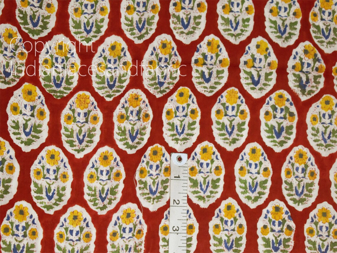 Indian Sewing Hand Block Printed Cotton Fabric by the Yard - Etsy India