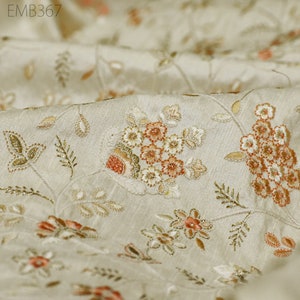 Ivory Fabric by the Yard Sewing DIY Crafting Indian Embroidery Wedding ...