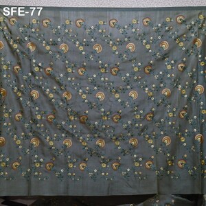 Pure Tussar Silk Embroidery Fabric by the Yard Indian Embroidered Raw ...