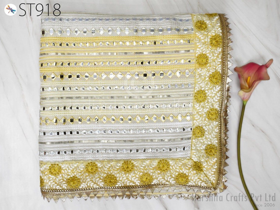 Indian Dupatta Mirror Work Embroidered Customized Wedding Georgette ...