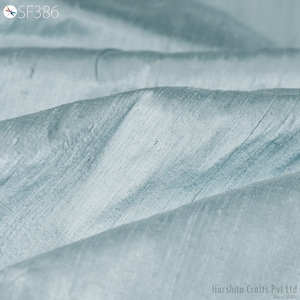 Powder Blue Pure Dupioni Fabric Shantung Raw Silk by the Yard Indian ...