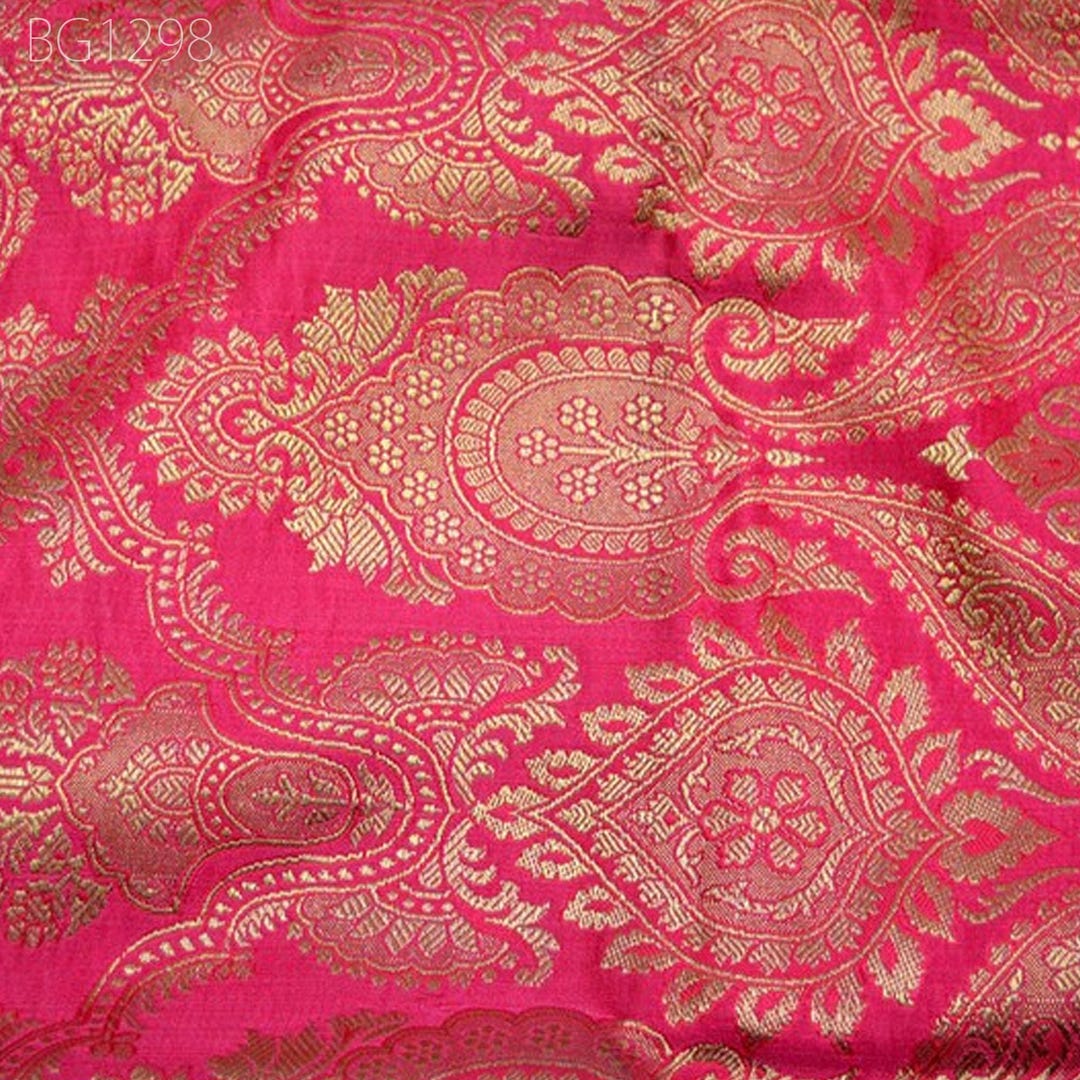 Carrot Red Brocade Fabric by the Yard Indian Wedding Dress Fabric ...