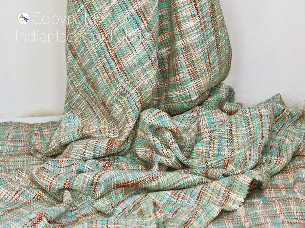 Indian Tweed Fabric Sold by the Yard Multi Color Woven Wool Blend ...