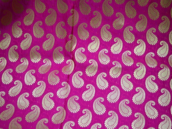 Indian Magenta Brocade Fabric by the Yard Wedding Dress | Etsy