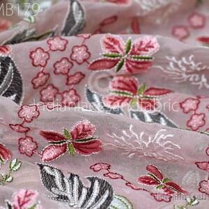 Dusty Pink Indian Embroidered Fabric by Yard Georgette - Etsy