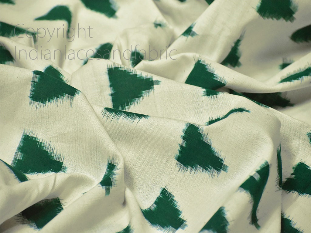 Green Ikat Fabric Yardage Handloom Upholstery Fabric Cotton | Etsy