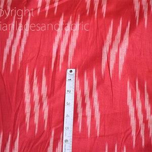 Buy Coral Red Ikat Fabric Yardage Handloom Cotton Sold by Yard Summer ...
