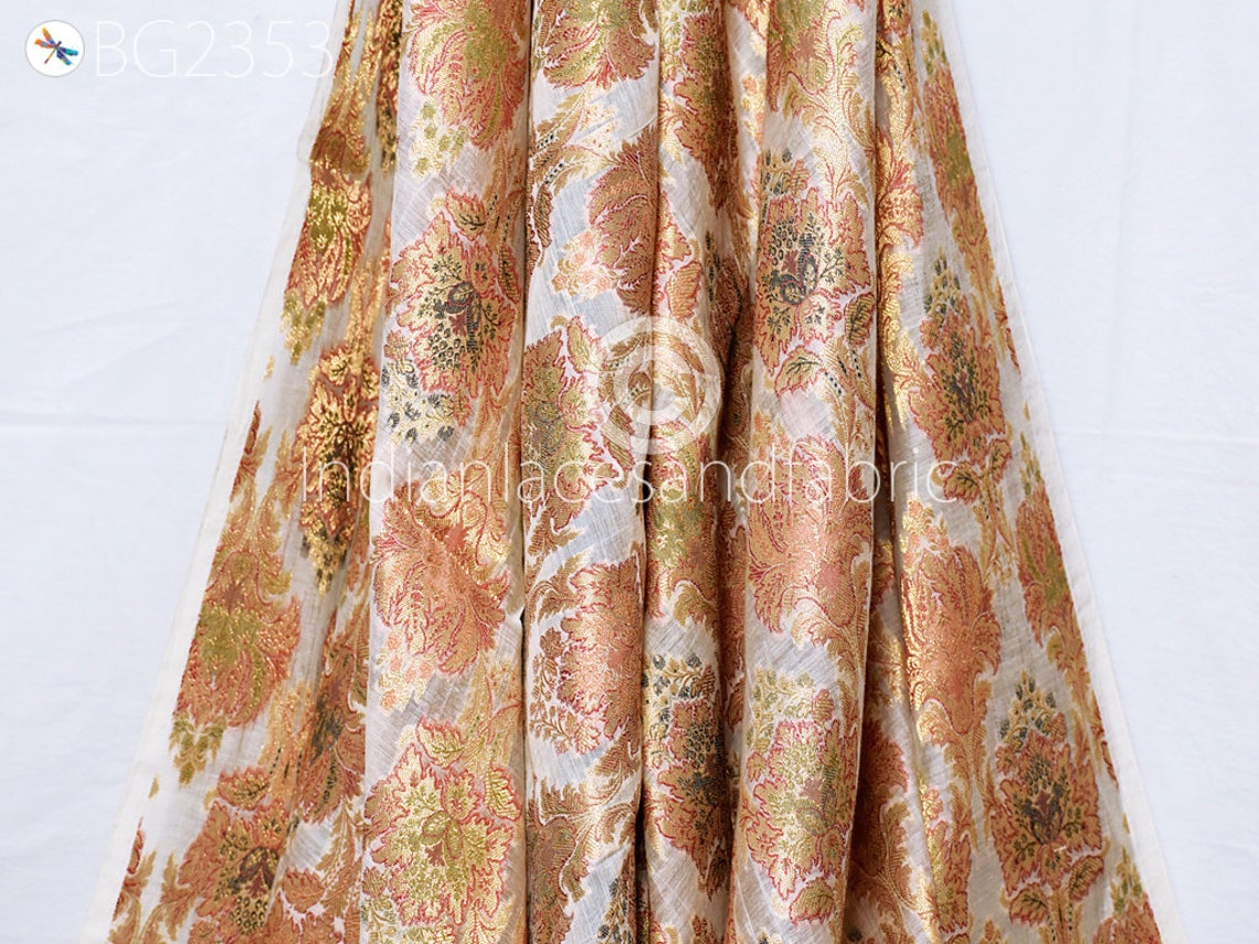 Indian Brocade Fabric by the Yard Banarasi Chanderi Silk - Etsy