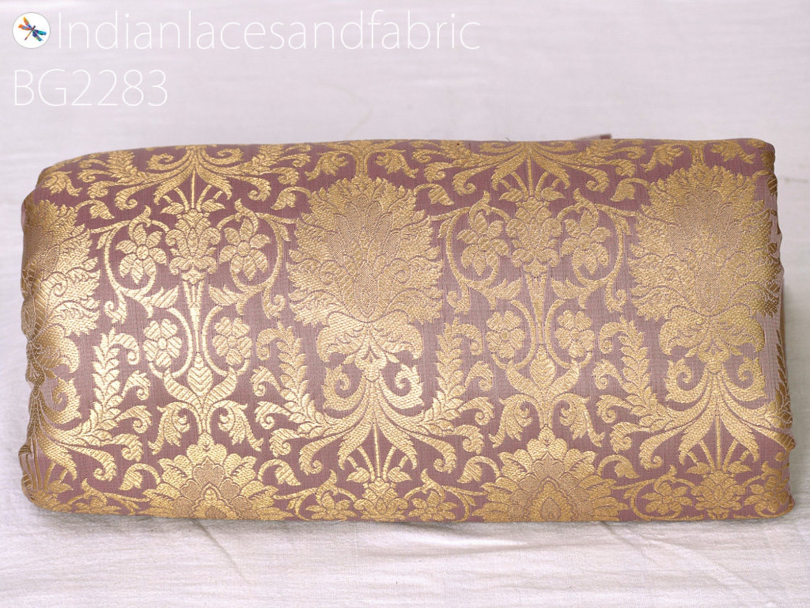 Mauve Indian Brocade Fabric Yardage Banarasi Blended Silk | Etsy