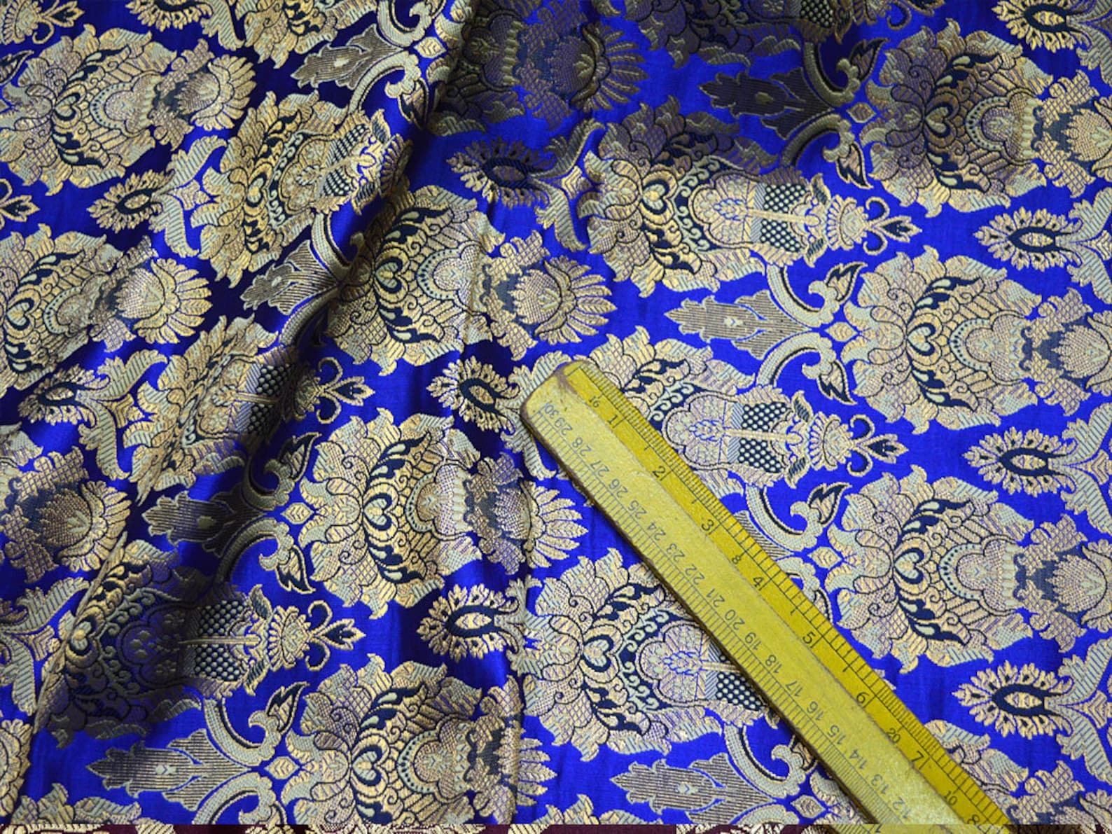 Crafting Royal Blue Brocade Fabric by the Yard Jacket Banarasi - Etsy