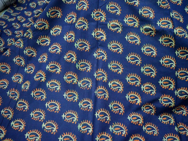 Indian Blue Color Fabric Cotton by the Yard Dress Fabric - Etsy