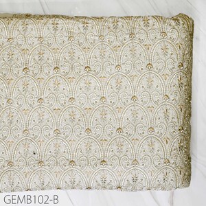 Ivory Embroidered Fabric by the Yard Sewing DIY Crafting Indian ...