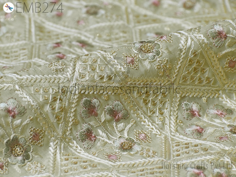 Embroidered Fabric by the Yard Sewing DIY Crafting Indian - Etsy