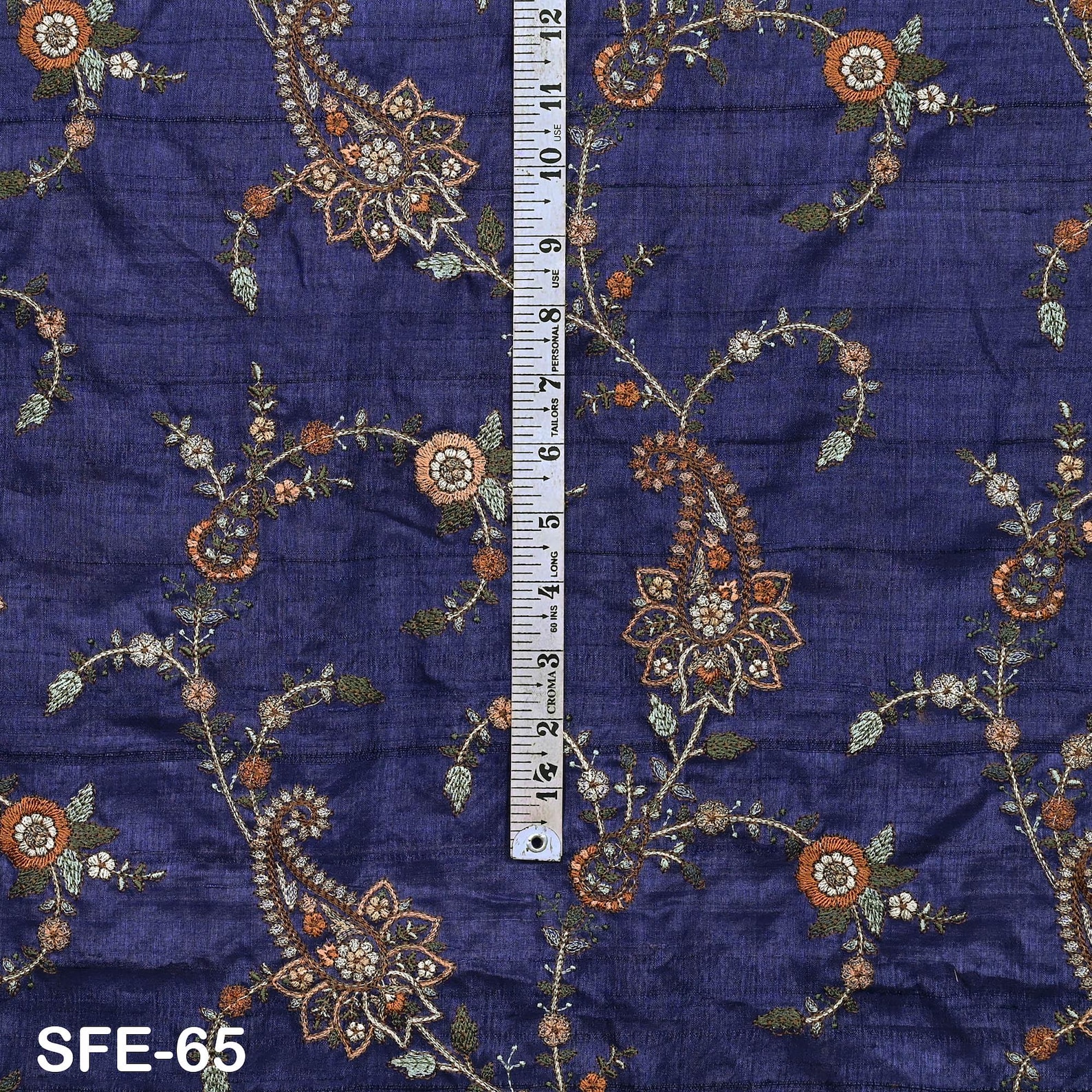 Pure Tussar Silk Embroidered Fabric by Yard Indian Black Embroidery Raw ...