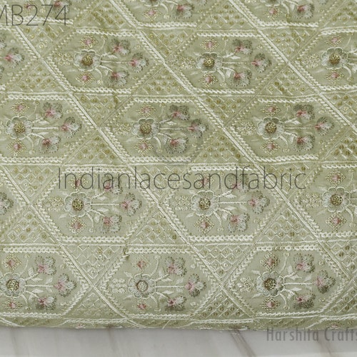 Ivory Indian Embroidered Fabric by the Yard Sewing DIY - Etsy