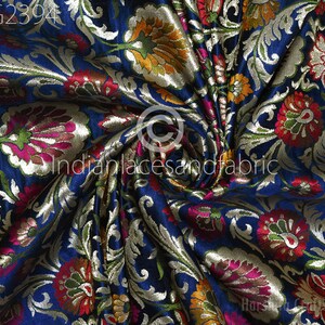 Buy Indian Navy Blue Silk Brocade by the Yard Wedding Dress Online in ...