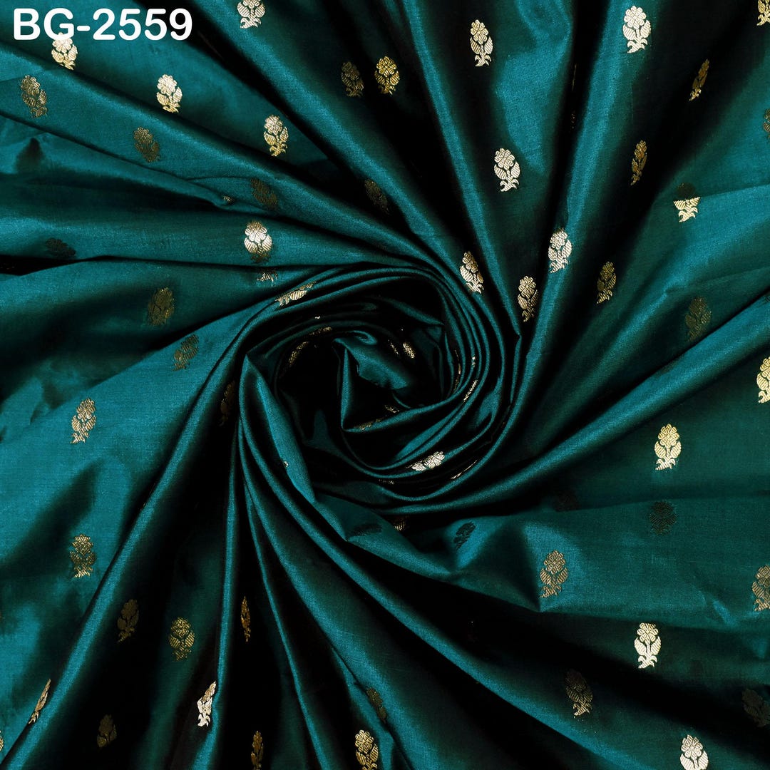 70gsm Pure Mysore Silk Fabric by the Yard Brocade Zari Indian Wedding ...